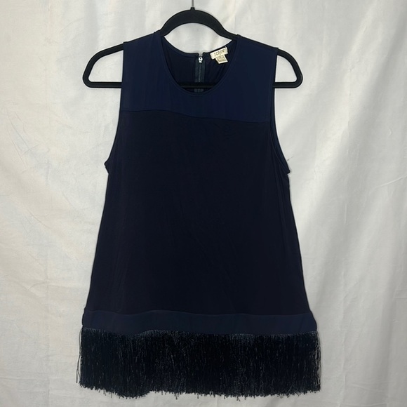 J. Crew | Tops | J Crew Navy Tassel Long Tank Top M | Poshmark